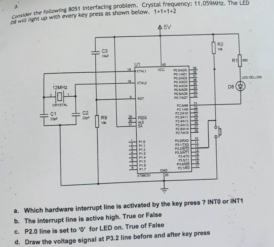 3. corcider the following 8051 interfacing problem. | Chegg.com