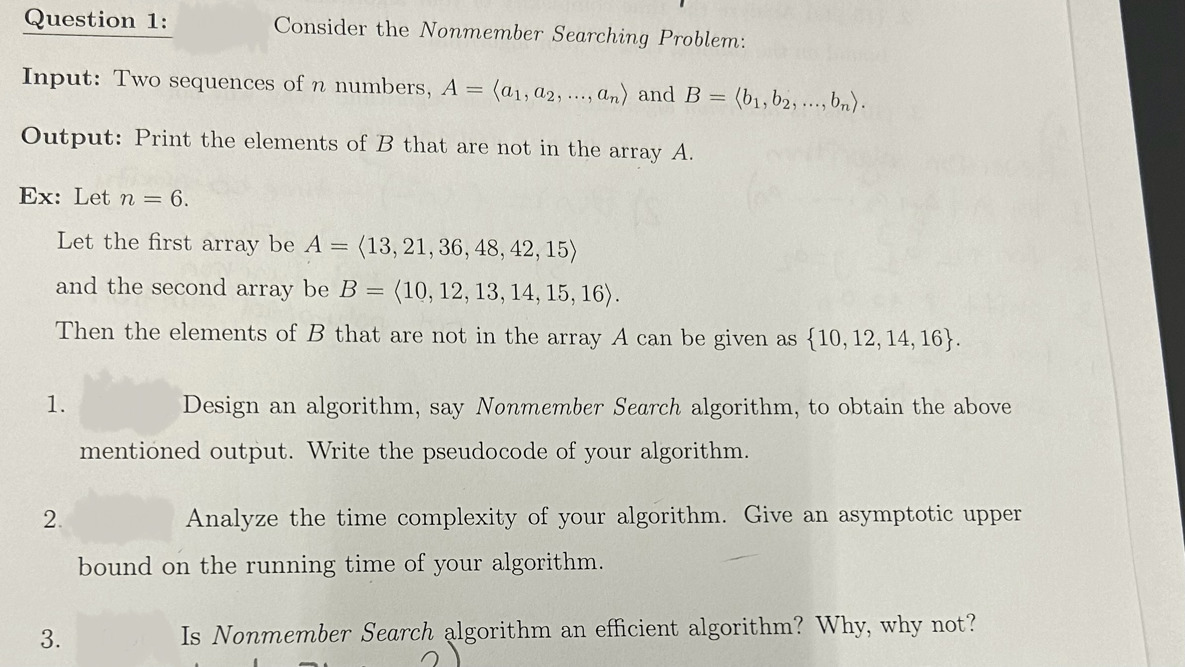 Solved Input: Two sequences of n numbers, A= a1,a2,…,an and | Chegg.com