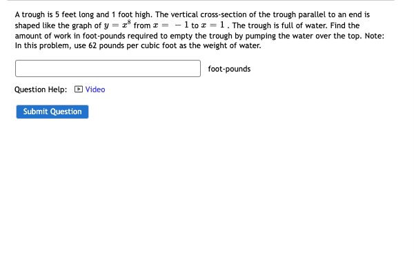Solved A trough is 5 feet long and 1 foot high. The vertical | Chegg.com
