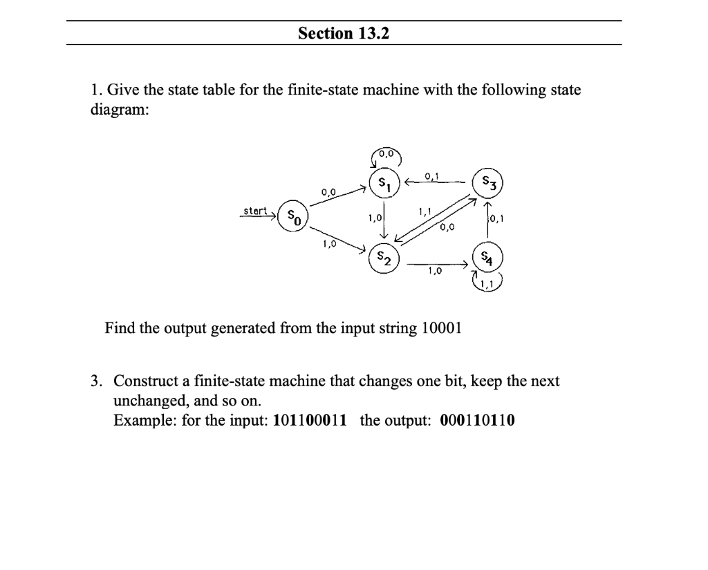 Solved Section 13.2 1. Give the state table for the | Chegg.com