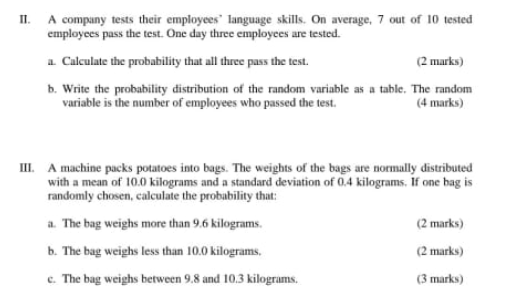 Solved II. A company tests their employees' language skills. | Chegg.com