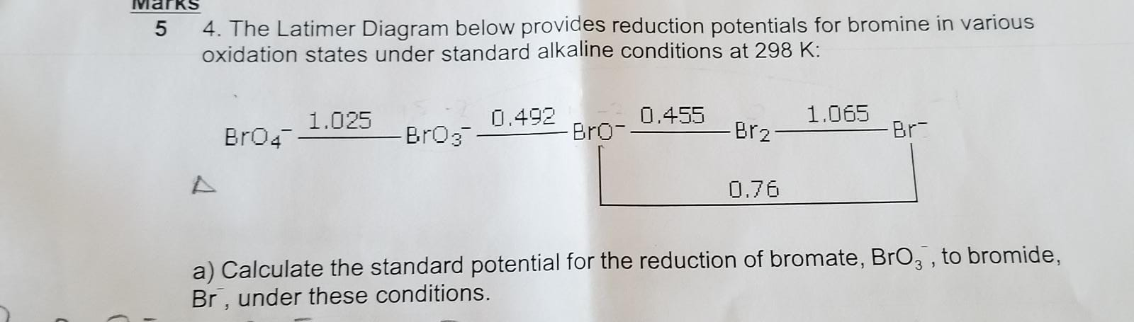 Solved Marks 5 4. The Latimer Diagram below provides | Chegg.com