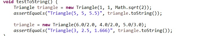 Solved void testToString() { Triangle triangle = new | Chegg.com