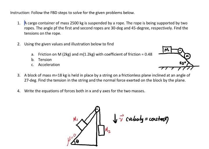 Solved Instruction: Follow the FBD steps to solve for the | Chegg.com