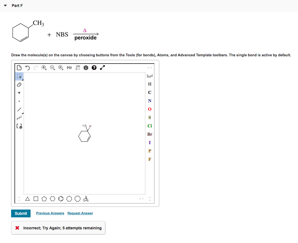 Solved Part D н,с CH3 + NBS peroxide Draw the molecule(s) on | Chegg.com