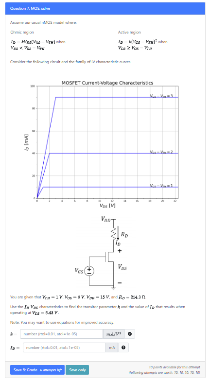 Solved Assume cur usual nMOS model where Ohrnic region | Chegg.com