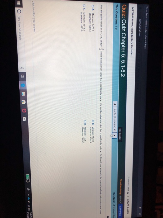 Solved MATH-1530-W77-Introductory Statistics Quiz: Quiz | Chegg.com