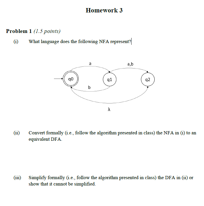 Solved Homework 3 Problem 1 (1.5 points) (1) What language | Chegg.com