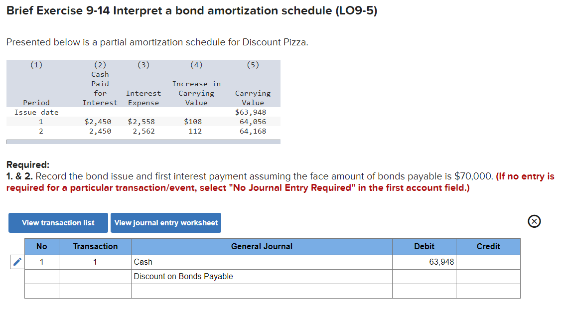 Solved Brief Exercise 9-14 Interpret a bond amortization | Chegg.com