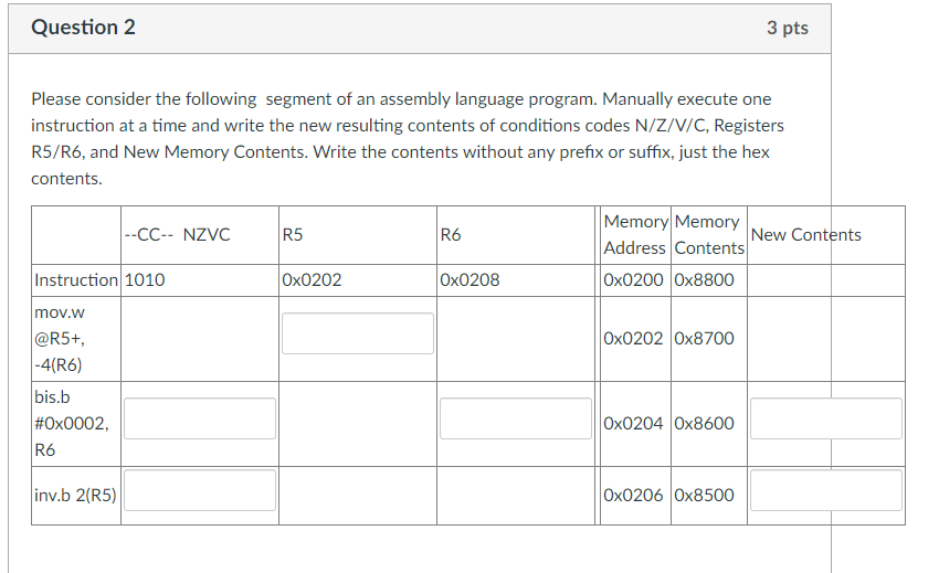 Solved Please consider the following segment of an assembly | Chegg.com