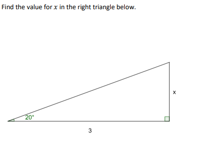Solved Find the value for x in the right triangle below. | Chegg.com