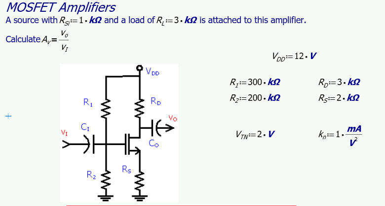 Solved MOSFET Amplifiers A source with Rg=1.k2 and a load of | Chegg.com