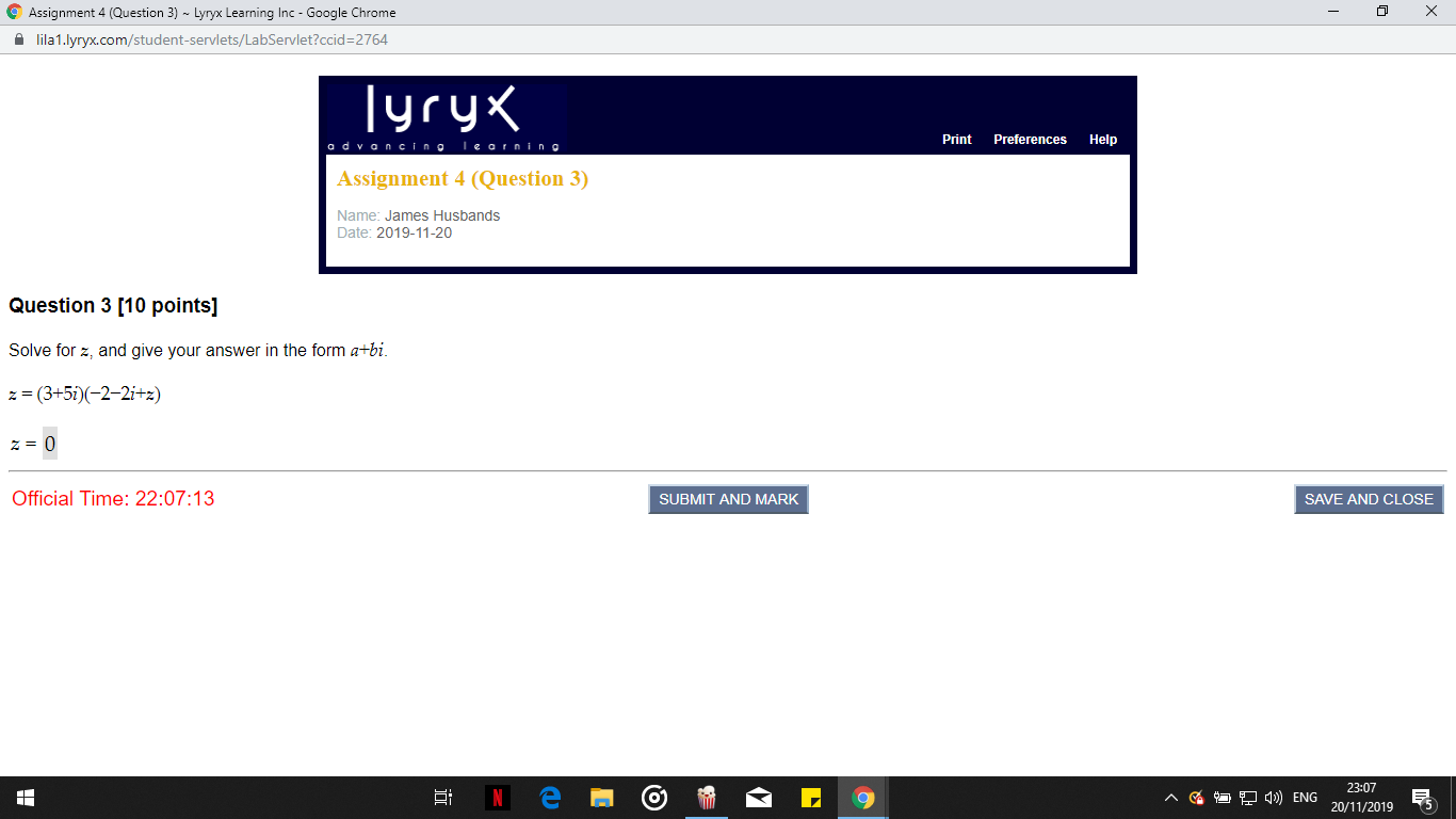 Solved x Assignment 4 (Question 3) - Lyryx Learning Inc - | Chegg.com