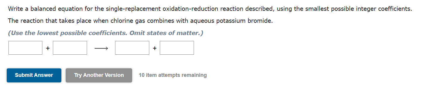Solved Write a balanced equation for the single-replacement | Chegg.com