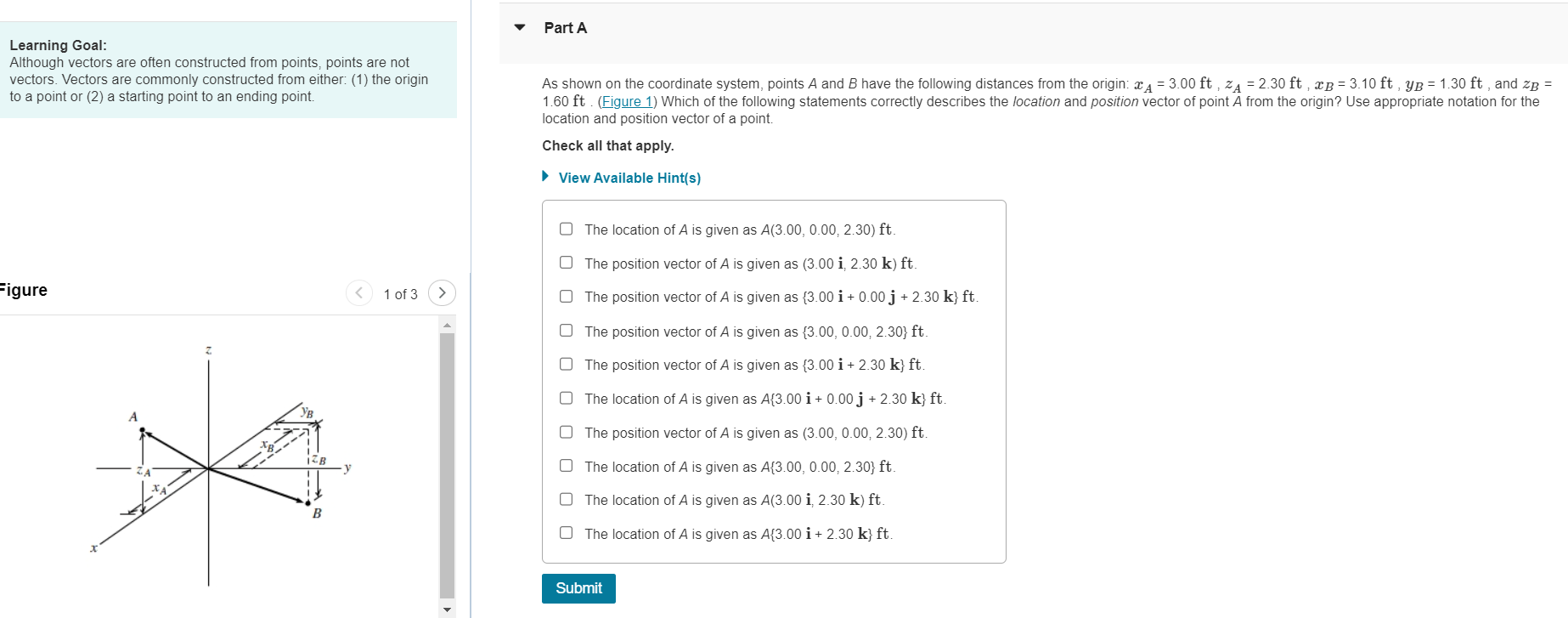 Solved For the same two points A and B, what are the i,j, | Chegg.com