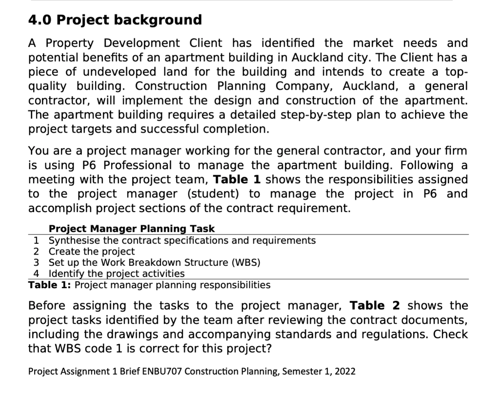 4.0 Project background A Property Development Client | Chegg.com