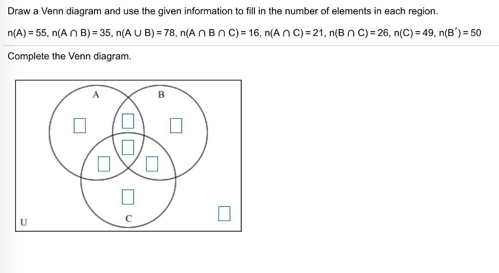 Solved Draw a Venn diagram and use the given information to | Chegg.com