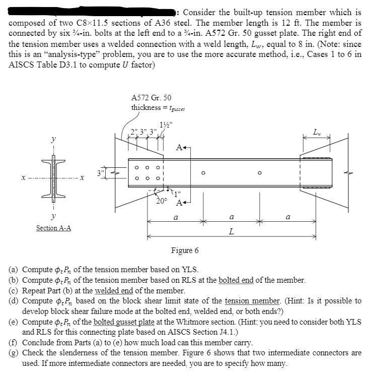 Solved : Consider the built-up tension member which is | Chegg.com