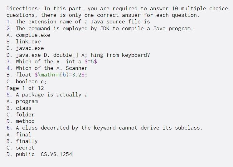 Solved Directions: In this part, you are required to answer | Chegg.com