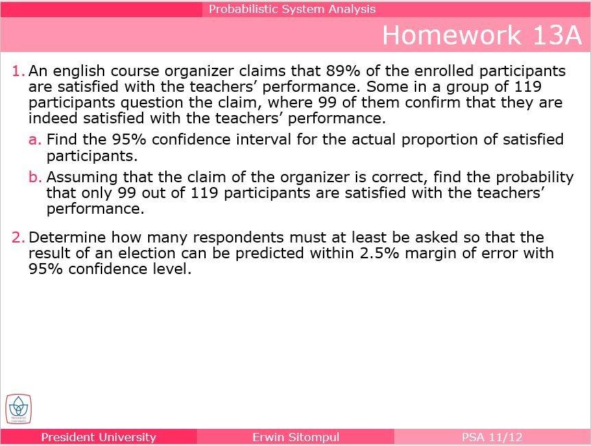 Solved Probabilistic System Analysis Homework 13A 1. An | Chegg.com