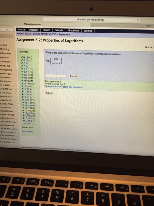 Solved MathAS Assesament Gradebook Log Out Course Messages | Chegg.com