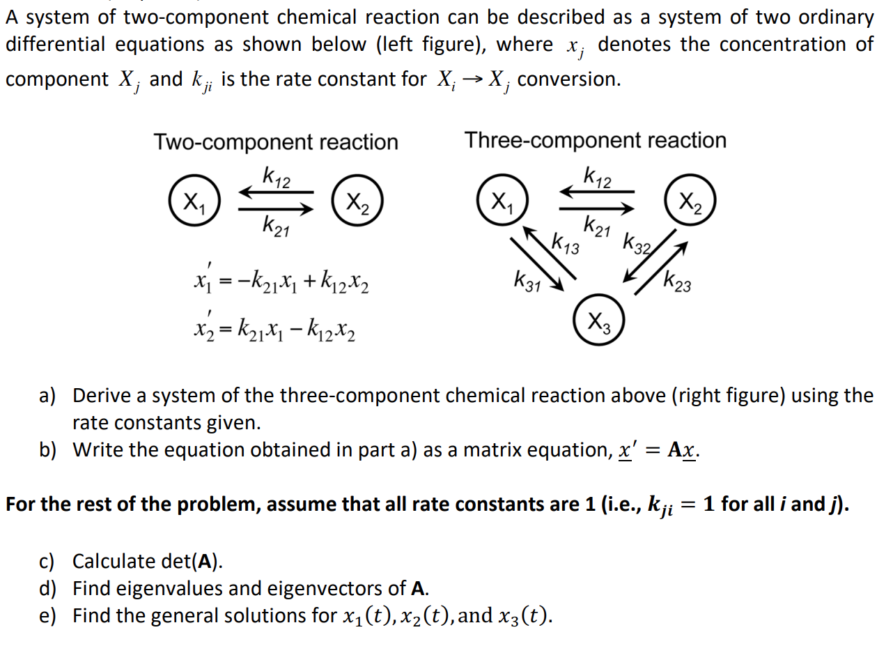 Solved A system of two-component chemical reaction can be | Chegg.com