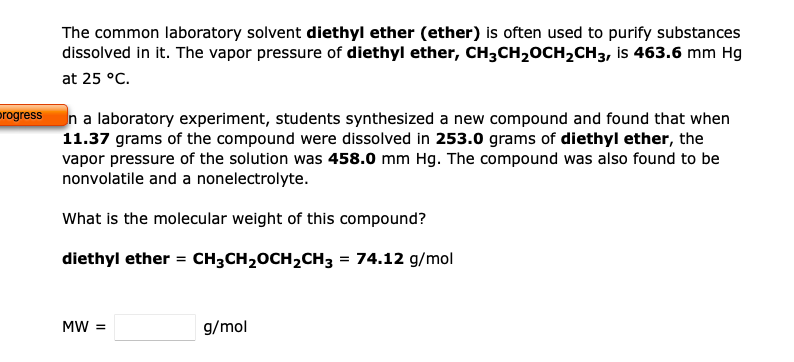 Solved The common laboratory solvent diethyl ether (ether) | Chegg.com