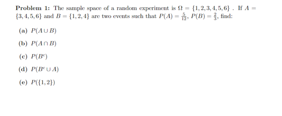 Solved Problem 1: The sample space of a random experiment is | Chegg.com