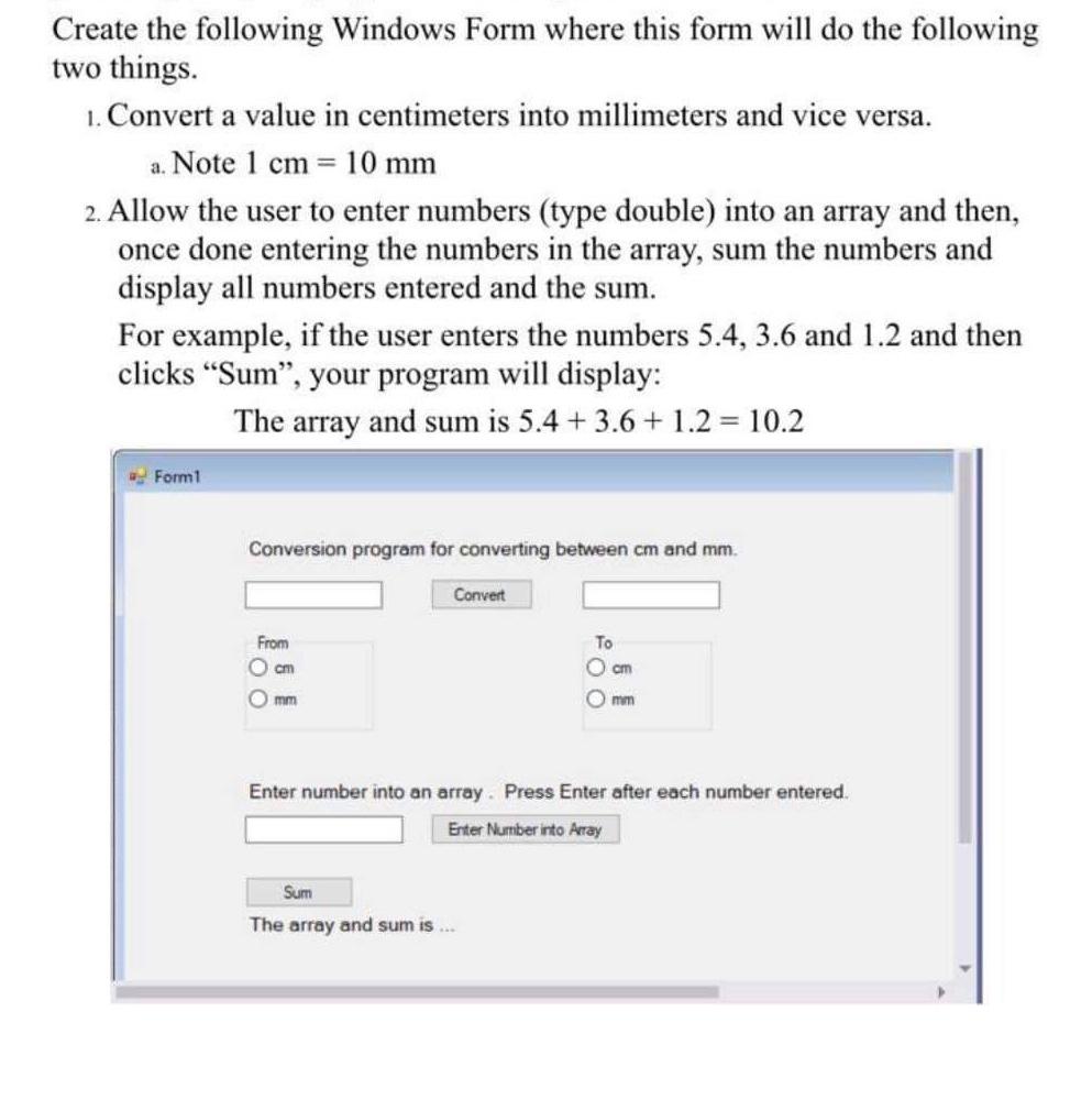 Solved Create the following Windows Form where this form | Chegg.com