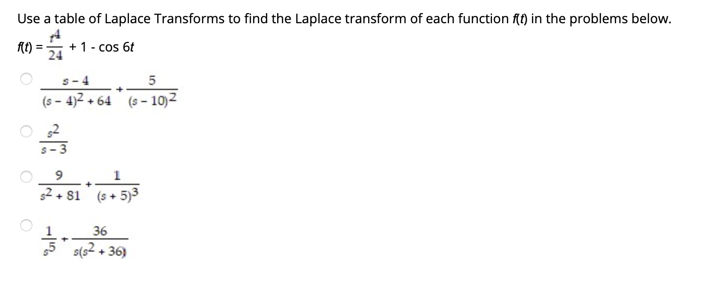 Solved Using a table of Laplace transforms, find the Laplace | Chegg.com