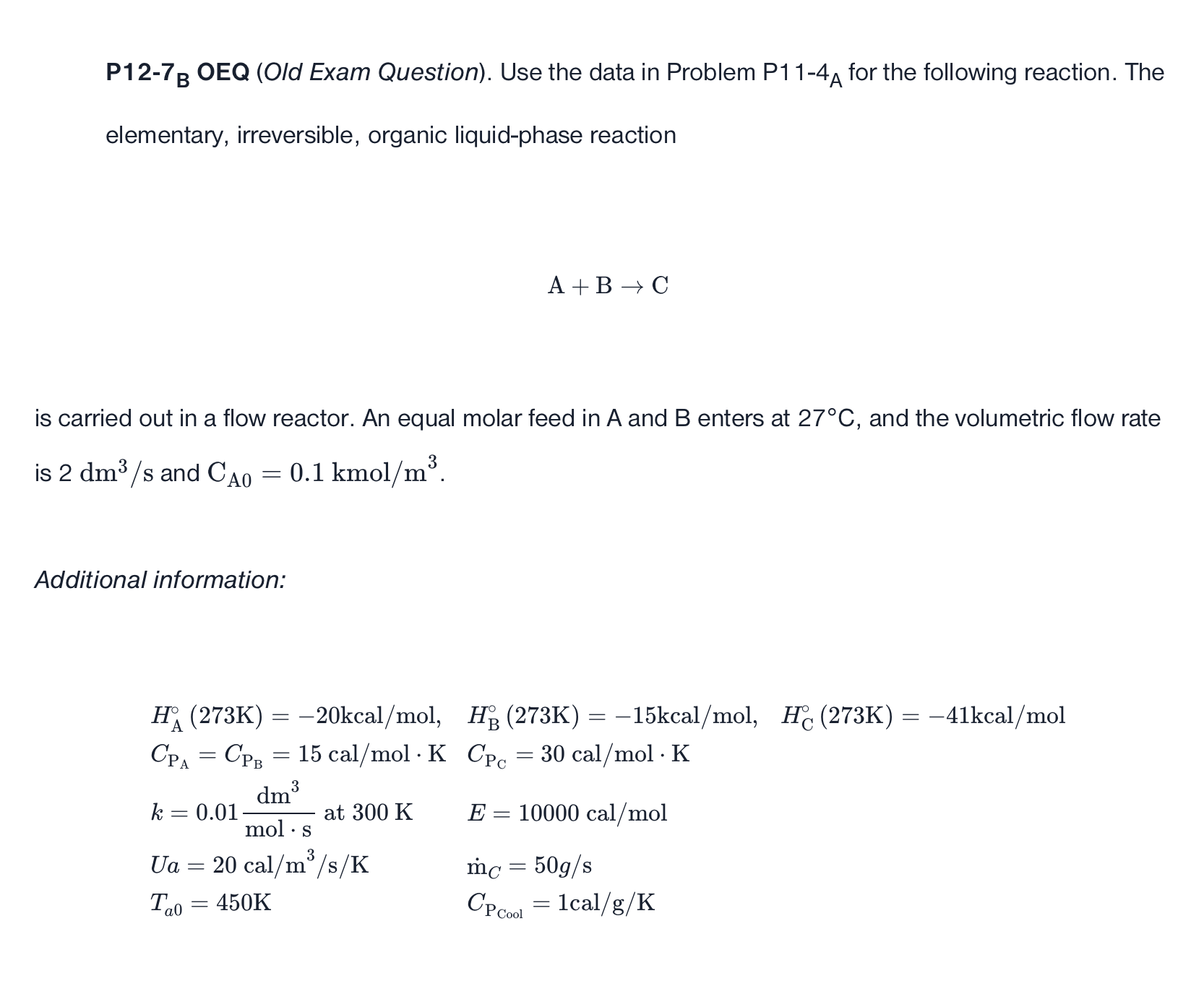 Solved P12-7 B OEQ (Old Exam Question). Use the data in | Chegg.com