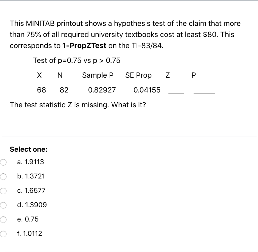 Solved This MINITAB printout shows a hypothesis test of the | Chegg.com