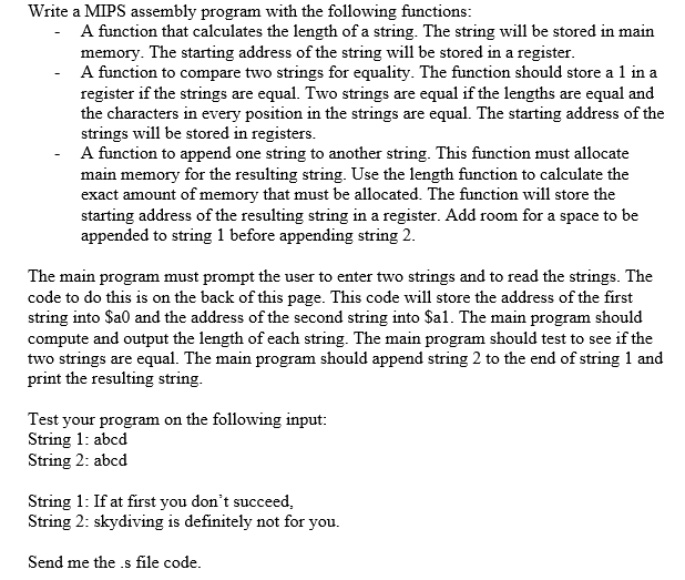Write a MIPS assembly program with the following | Chegg.com