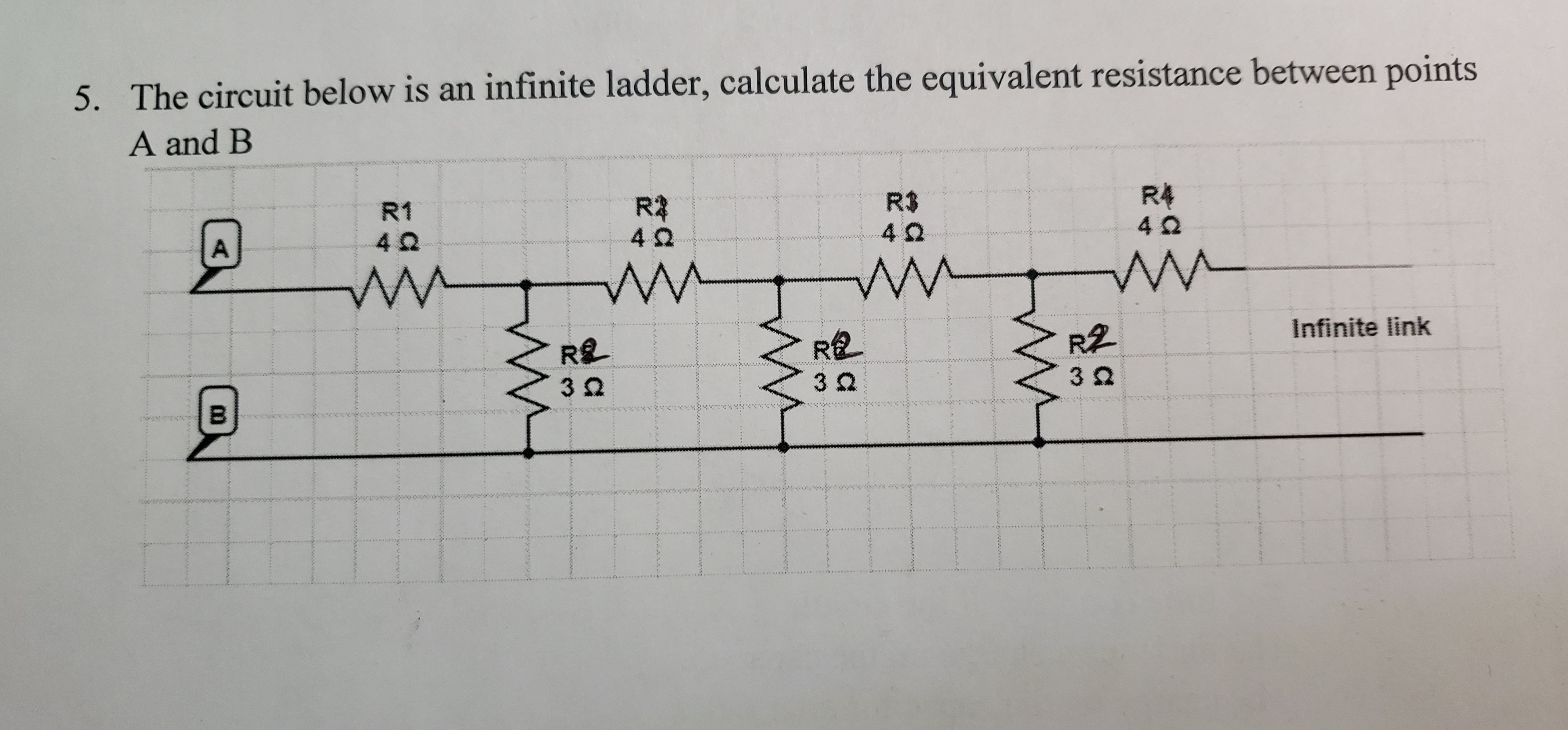 Solved 5. The circuit below is an infinite ladder, calculate | Chegg.com