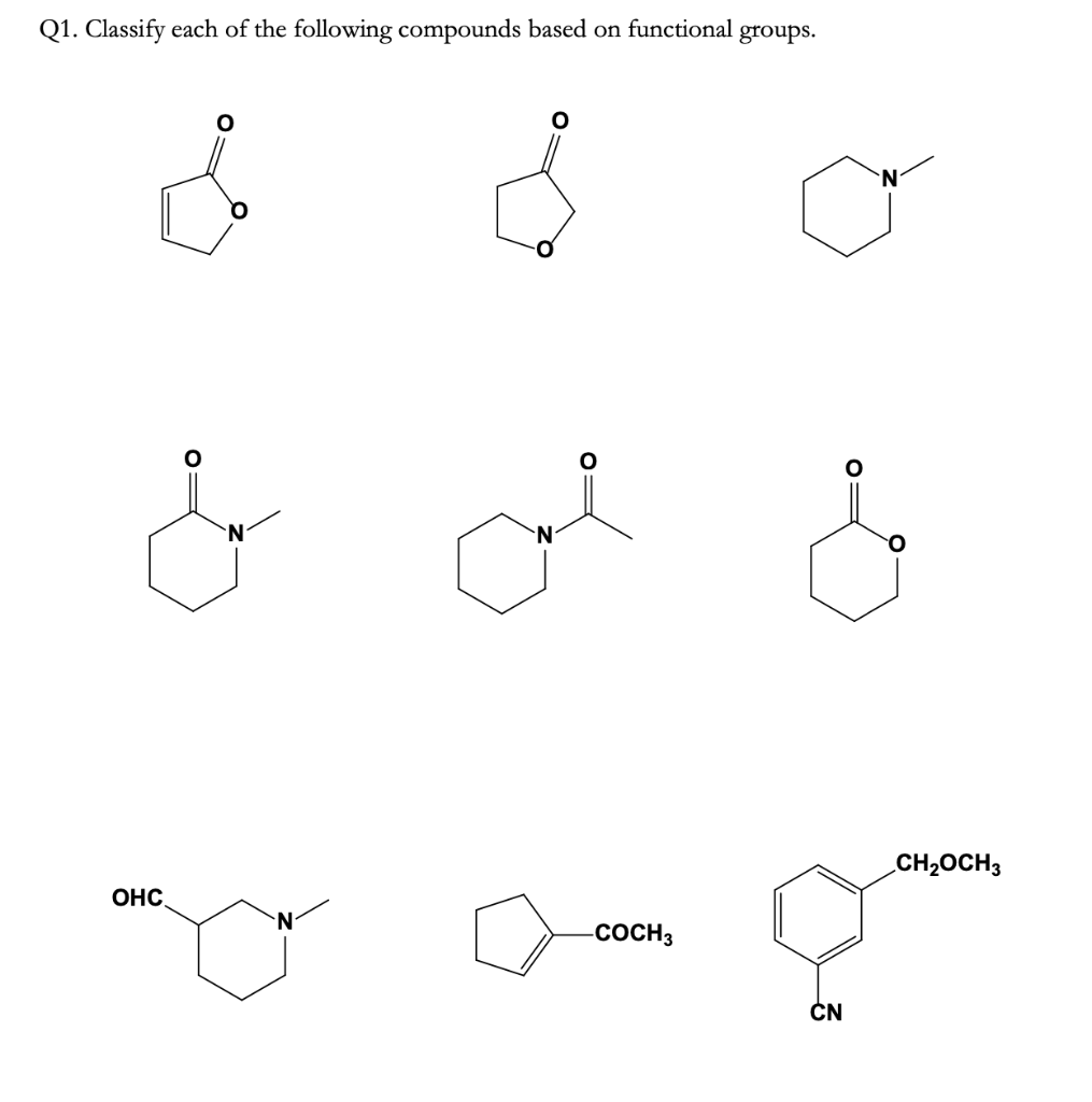 Solved Q1. Classify each of the following compounds based on | Chegg.com