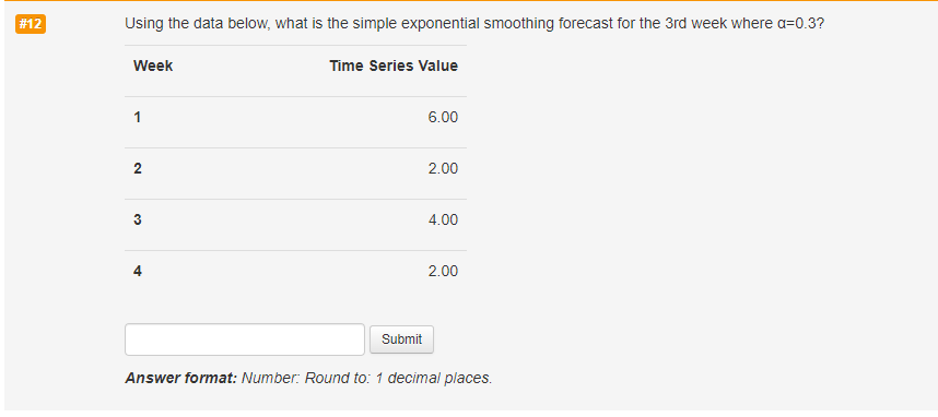 Solved Using The Data Below What Is The Simple Exponential