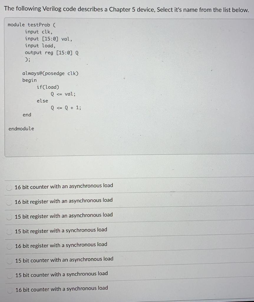 Solved The following Verilog code describes a Chapter 5 | Chegg.com