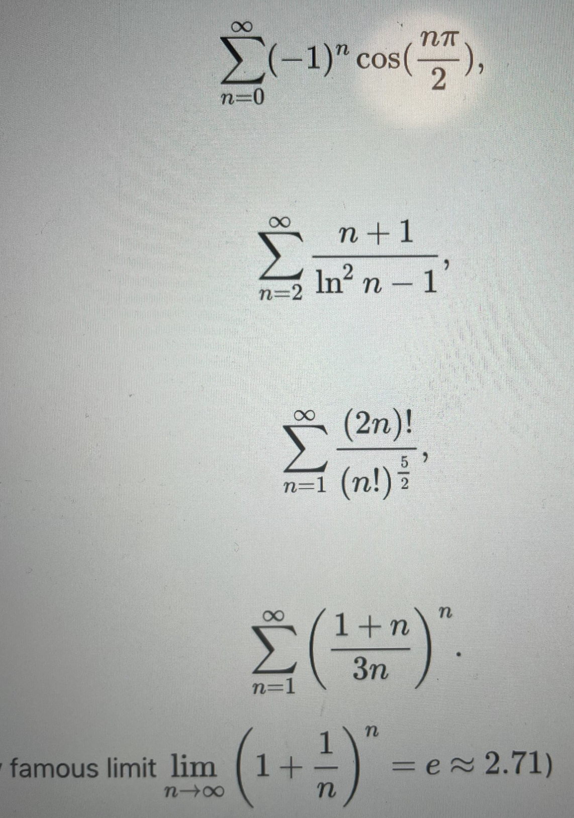 Determine if these series are convergence or | Chegg.com