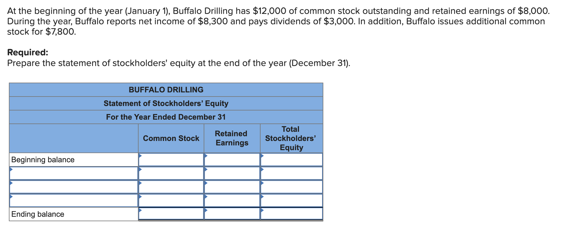 Solved At the beginning of the year (January 1), Buffalo | Chegg.com