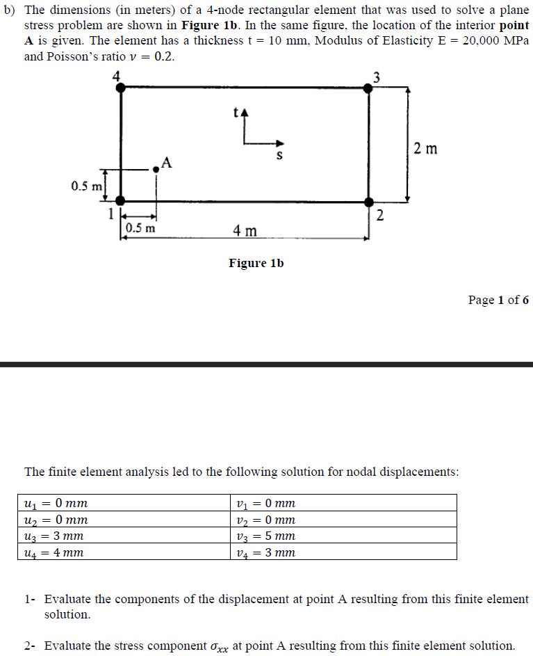 b) The dimensions (in meters) of a 4-node rectangular | Chegg.com