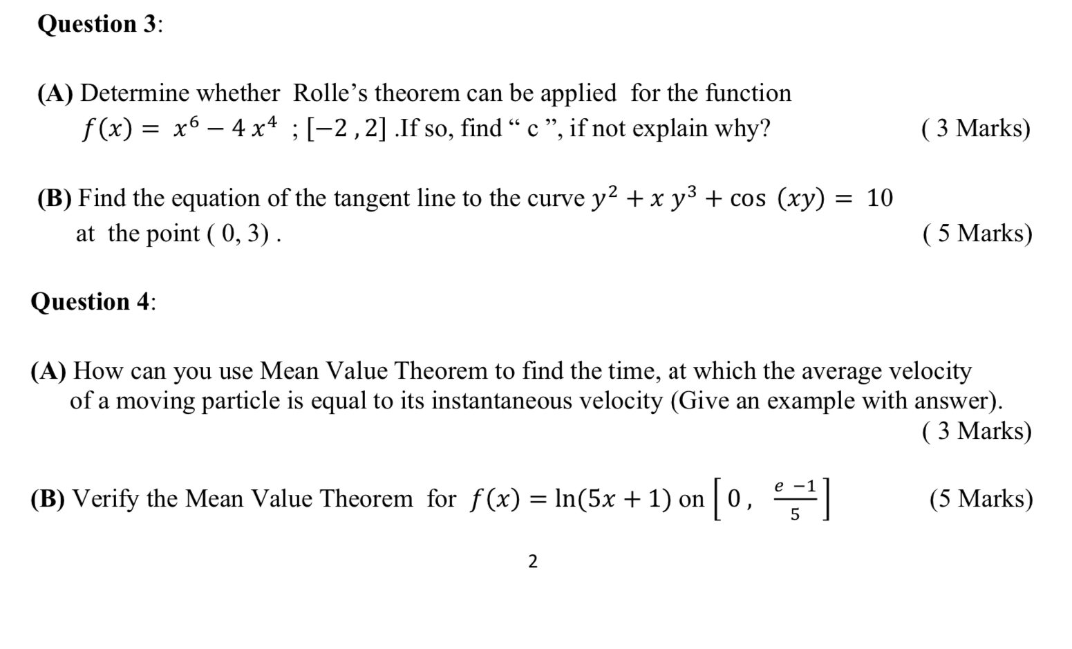 Solved Question 3: (A) Determine whether Rolle’s theorem can | Chegg.com