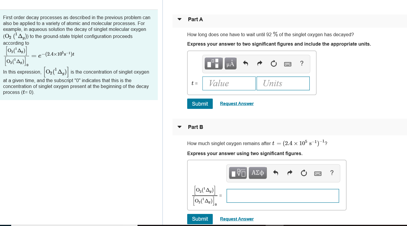 Solved First order decay processes as described in the | Chegg.com