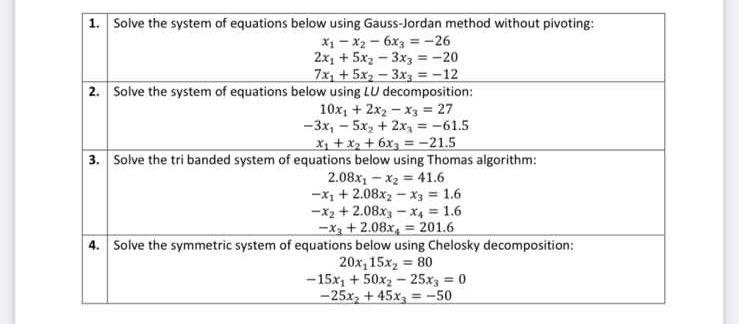 Solved 1. Solve the system of equations below using | Chegg.com