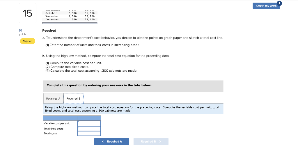 Solved Problem 2-27A (Algo) Estimating fixed and variable | Chegg.com