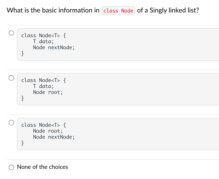 Solved What is the basic information in of a Singly linked | Chegg.com Solved What is the basic information in of a Singly linked | Chegg.com