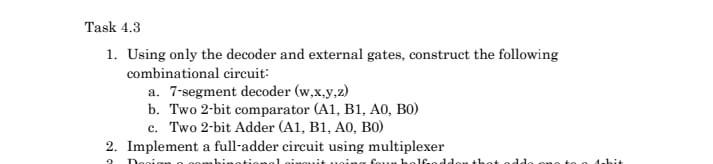 Solved Task 4.3 1. Using only the decoder and external | Chegg.com