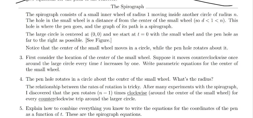 Solved The Spirograph The spirograph consists of a small | Chegg.com
