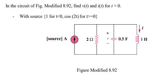 Solved In the circuit of Fig. Modified 8.92, find v(t) and | Chegg.com