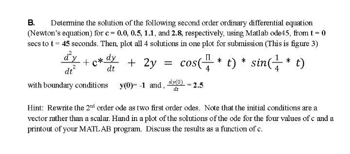 Solved B. Determine the solution of the following second | Chegg.com