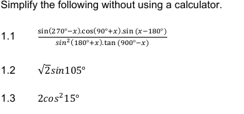Solved Simplify the following without using a calculator. | Chegg.com